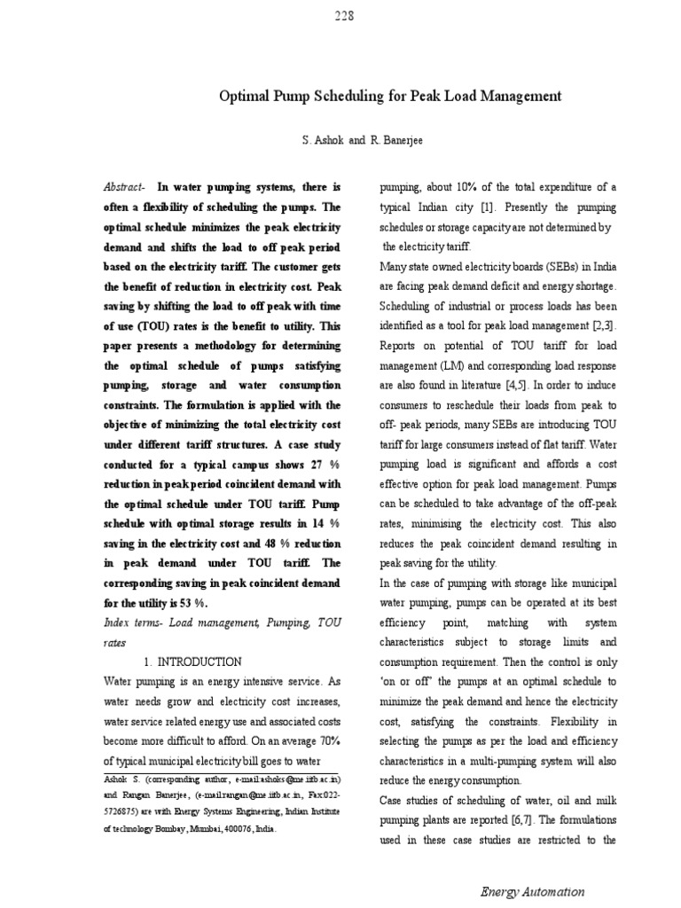 Optimal Pump Scheduling and Storage Capacity Determination for Minimizing Electricity Costs ...