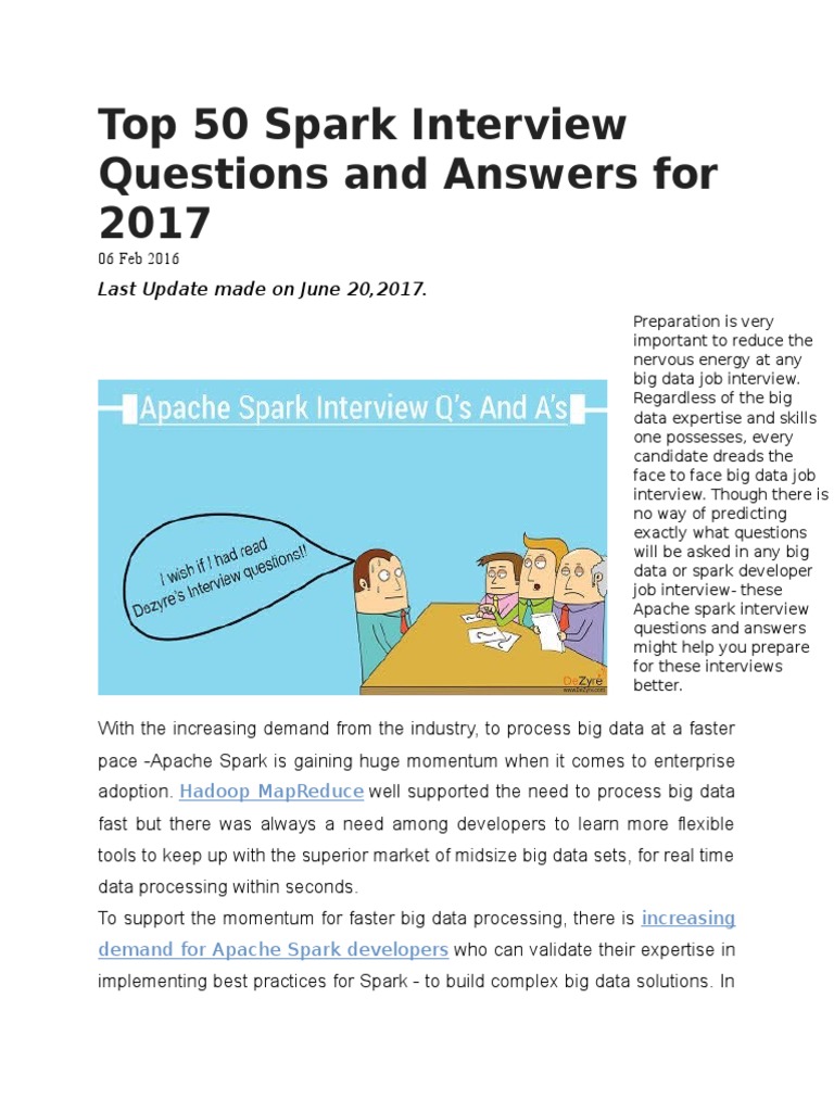 Spark Interview Questions | PDF | Apache Spark | Apache Hadoop