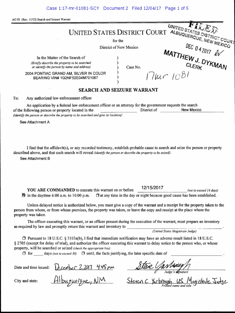 Case 1:17-mr-01081-SCY Document Overview | PDF | Law | Finance & Money ...