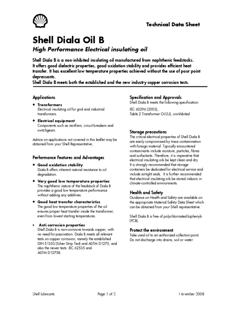 Shell Diala B | PDF | Transformer | Corrosion