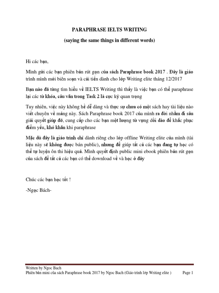 Paraphrase Book 2017 by Ngoc Bach - Mini Version | PDF