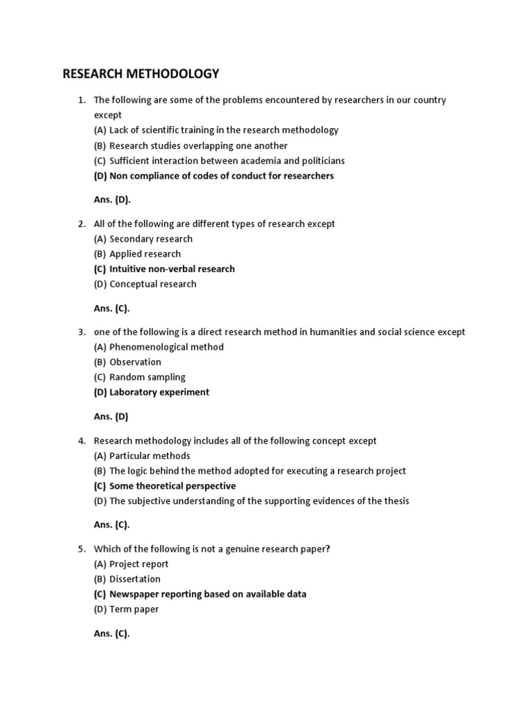 MCQs On Research Methodology | PDF | Booting | Observational Error