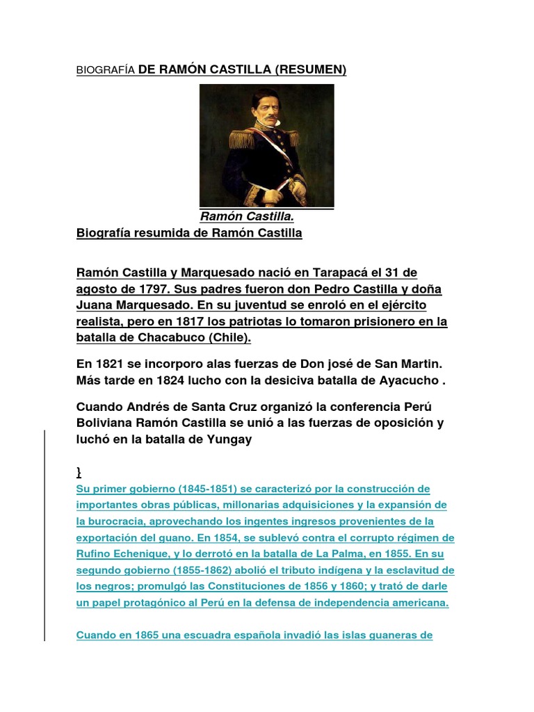 Biografía de Ramón Castilla | PDF | América del Sur | Conflicto armado