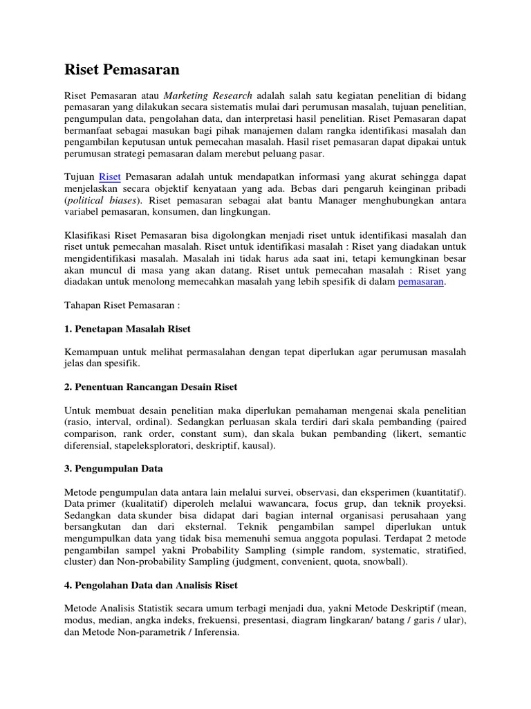 Riset Pemasaran | PDF | Karier & Perkembangan | Bisnis