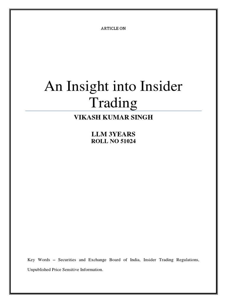 On Outsider Trading | PDF | Insider Trading | U.S. Securities And ...