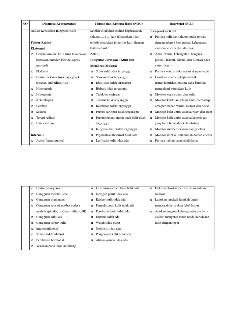 NCP Resiko Kerusakan Integritas Kulit | PDF