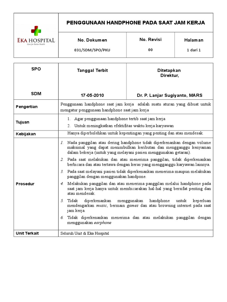 SPO Penggunaan HP | PDF