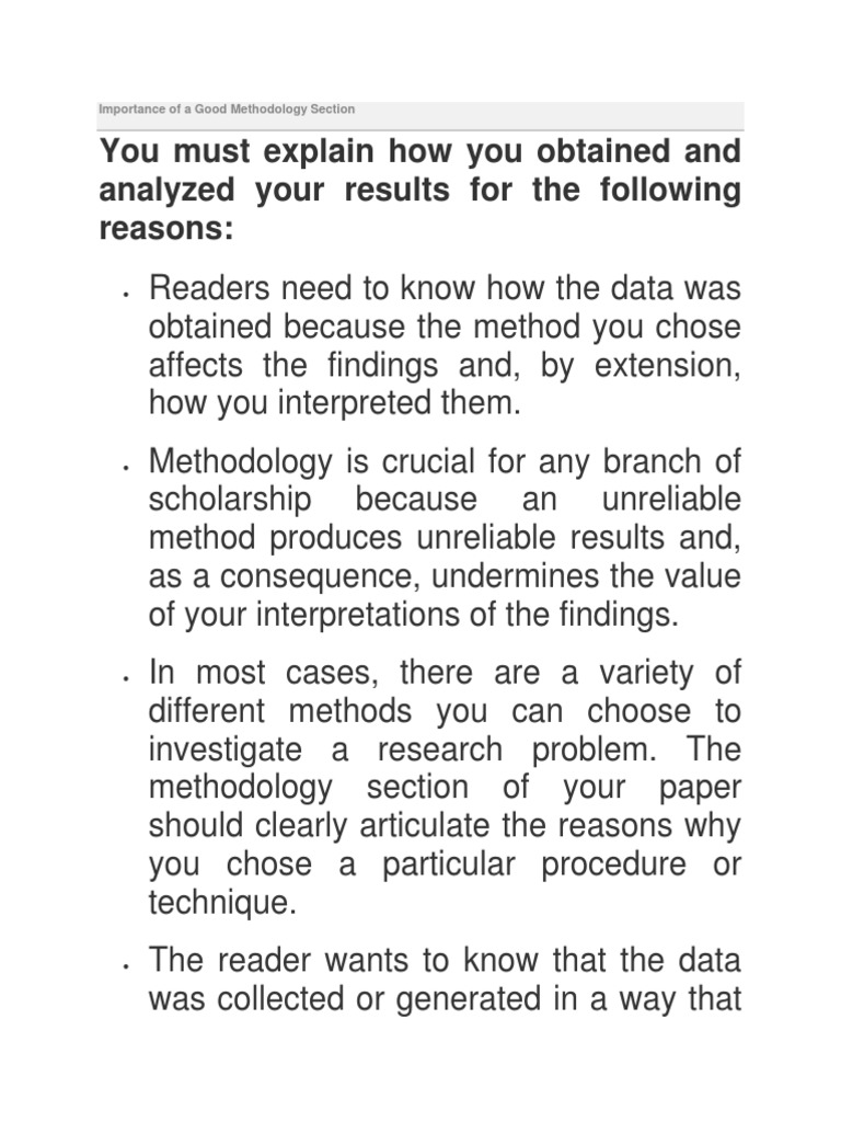 Importance of A Good Methodology Section | PDF
