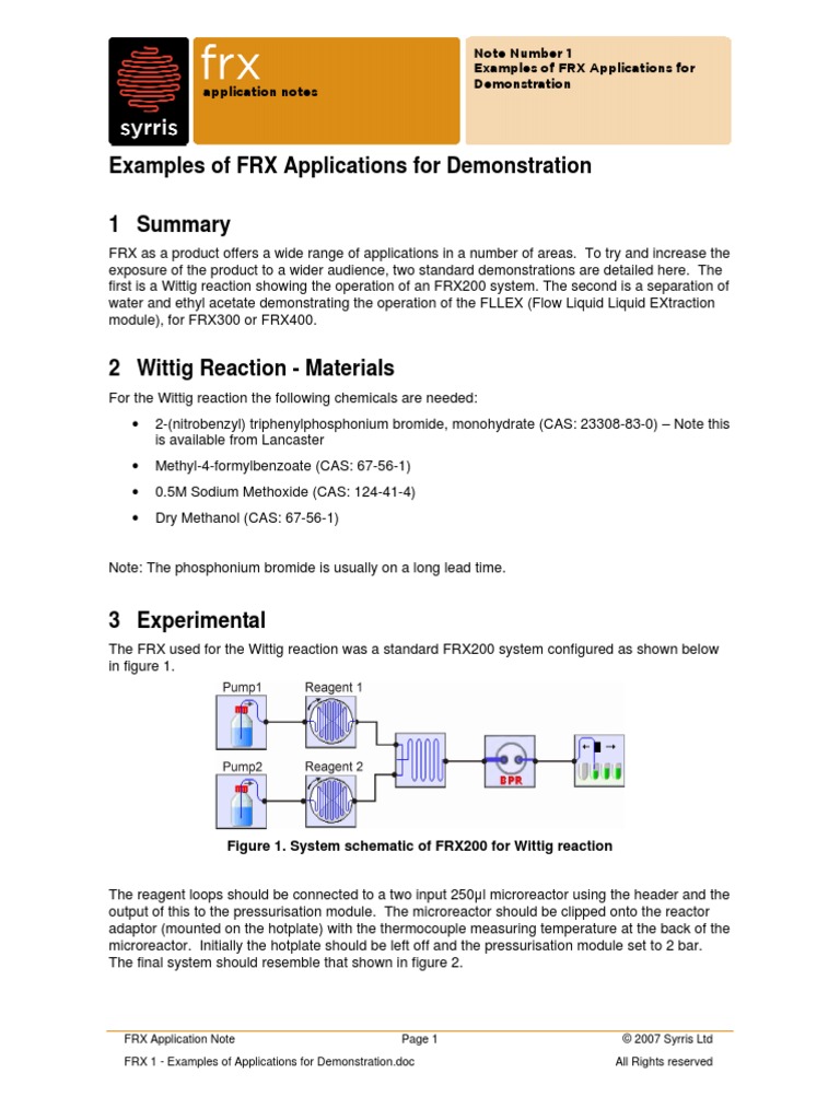 Note Number 1 Examples of FRX Applications For Demonstration | PDF ...