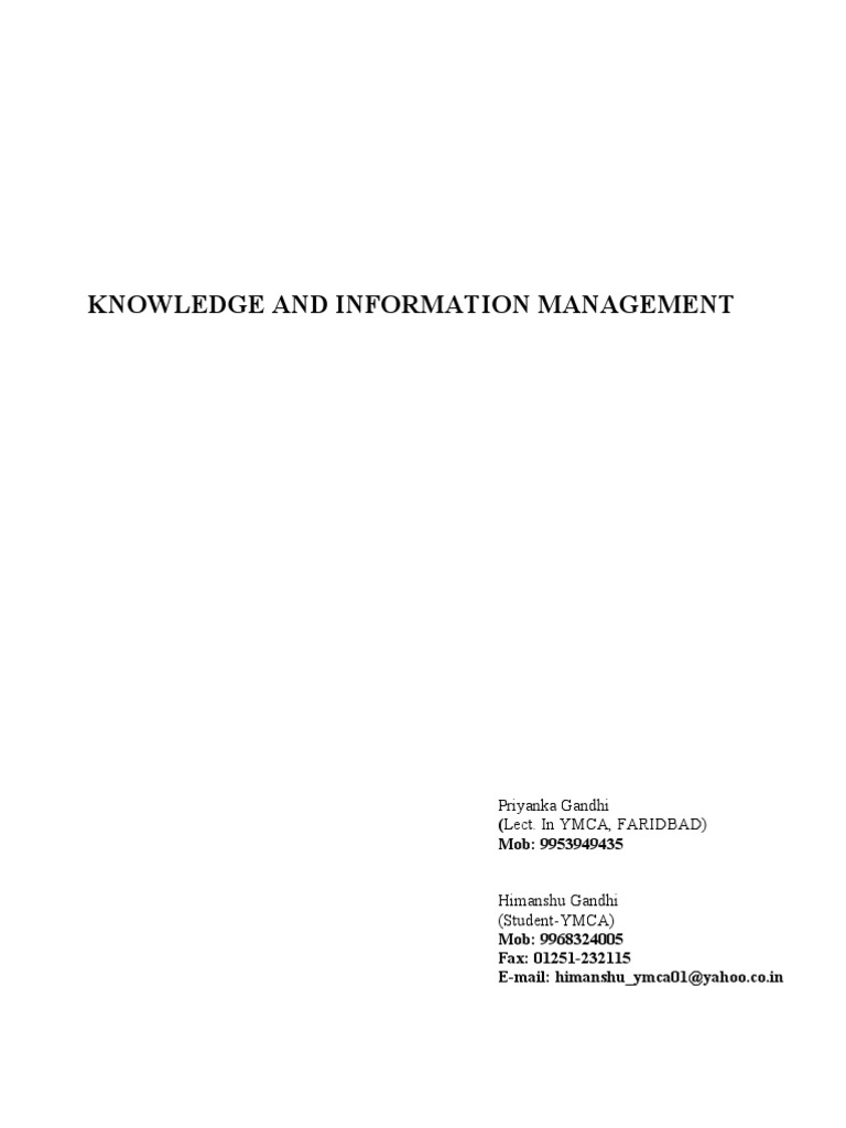 Knowledge and Information Management | PDF | Information Management ...