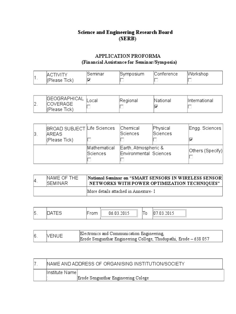 SERB Funding for National Seminar on Smart Sensors | PDF | Engineering | Science And Technology
