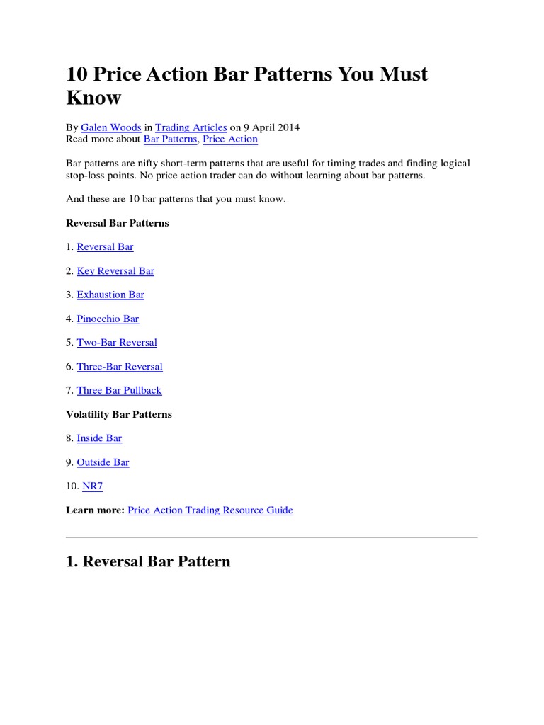 10 Price Action Bar Patterns You Must Know | PDF | Market Trend ...