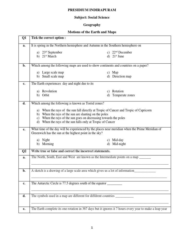 Geography Worksheet Grade 6 | PDF | Earth | Geography