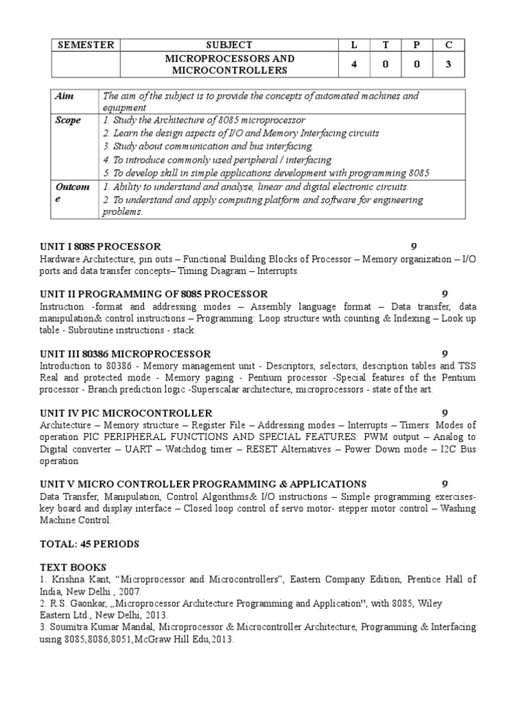 Microprocessor And Micro Controller Pdf Microcontroller Microprocessor