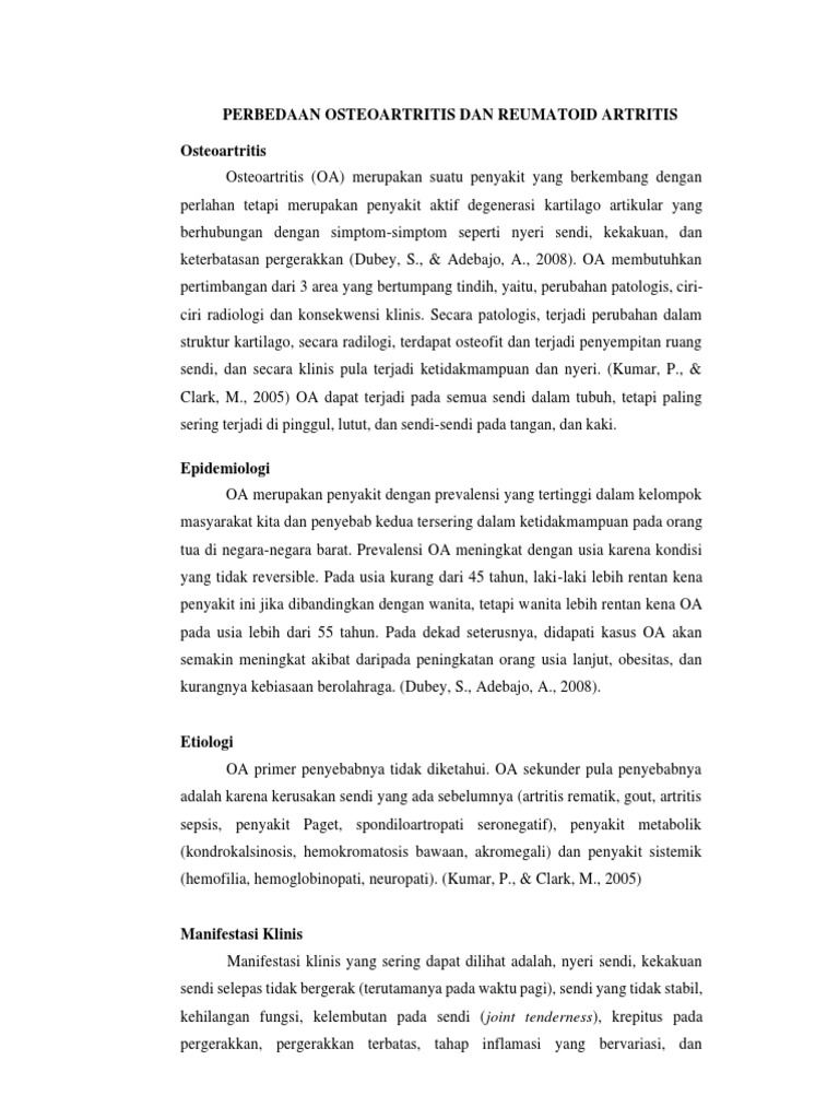Perbedaan Osteoartritis Dan Reumatoid Artritis Pdf