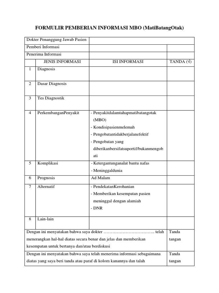 Contoh Formulir Informasi Mbo | PDF | Pengembangan Diri | Kesehatan ...