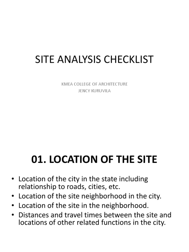 Site Analysis Checklist With Samples | Download Free PDF | Climate ...