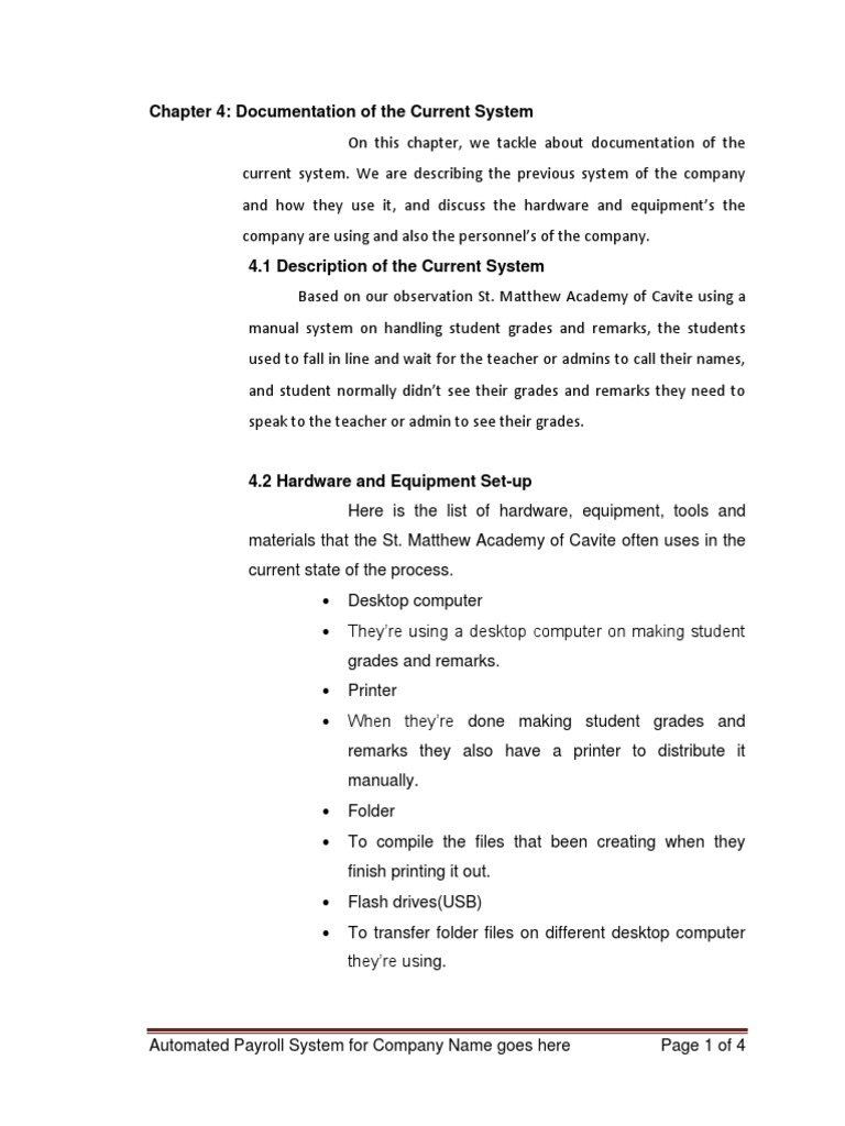 Chapter 4 Documentation of The Current Systems | PDF | Computer File | Computer Hardware