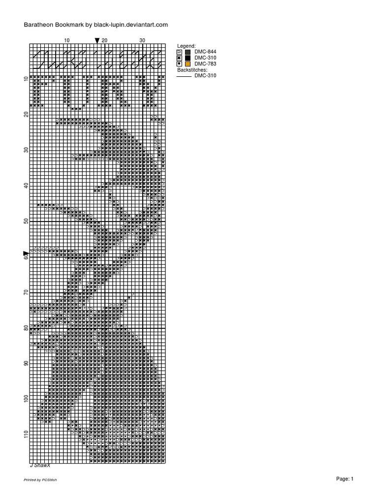 10 20 30 Legend: DMC-844) DMC-310 ! DMC-783 Backstitches: DMC-310 | PDF ...