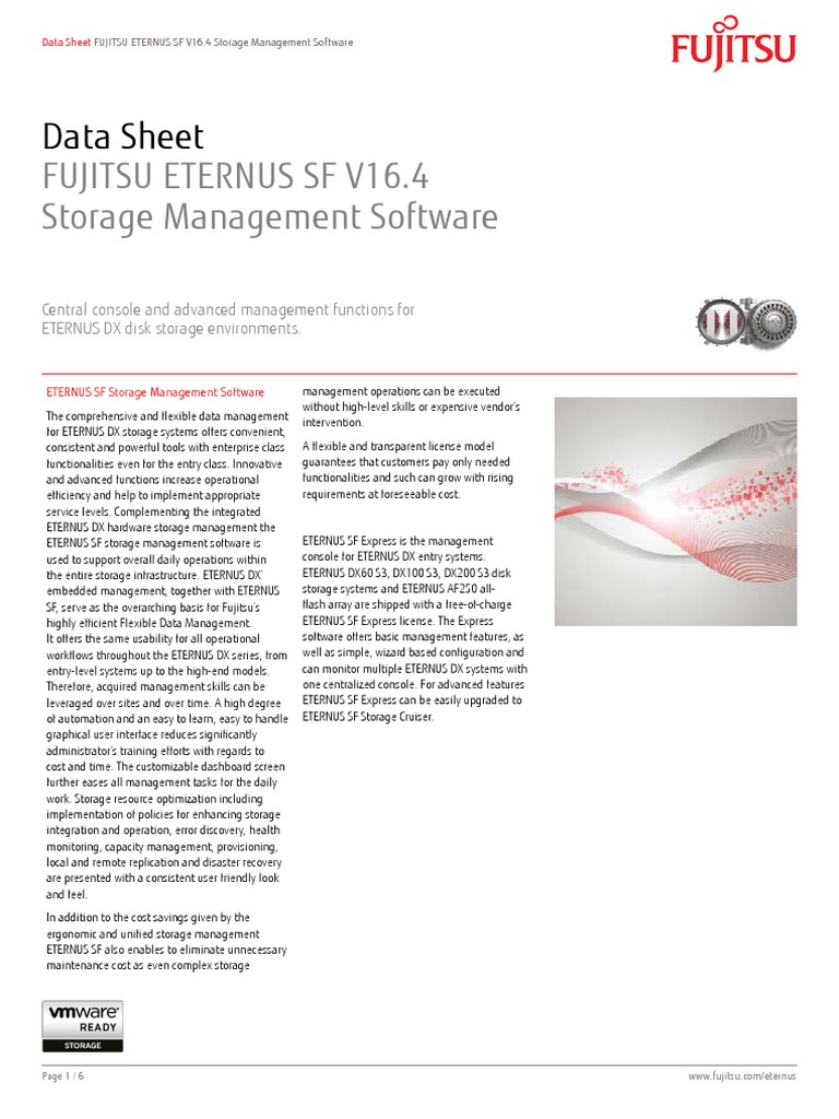 Data Sheet FUJITSU ETERNUS SF V16.4 Storage Management Software | PDF ...