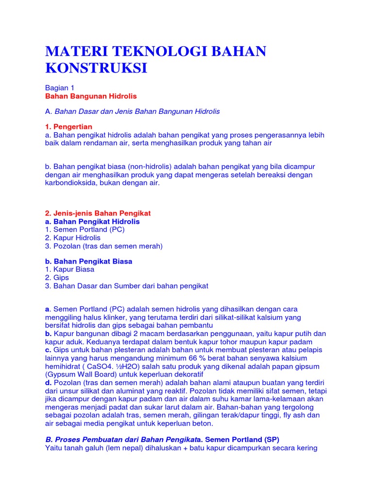 Materi Teknologi Bahan Konstruksi | PDF