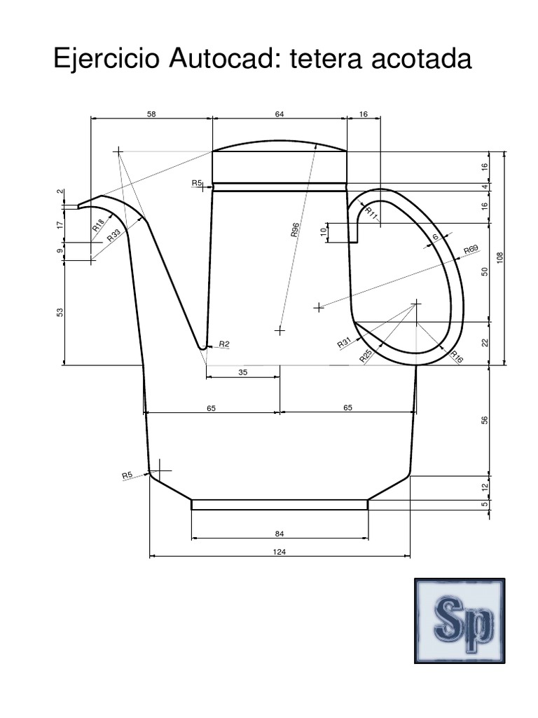 Ejercicio Autocad Tetera 2D PDF | PDF