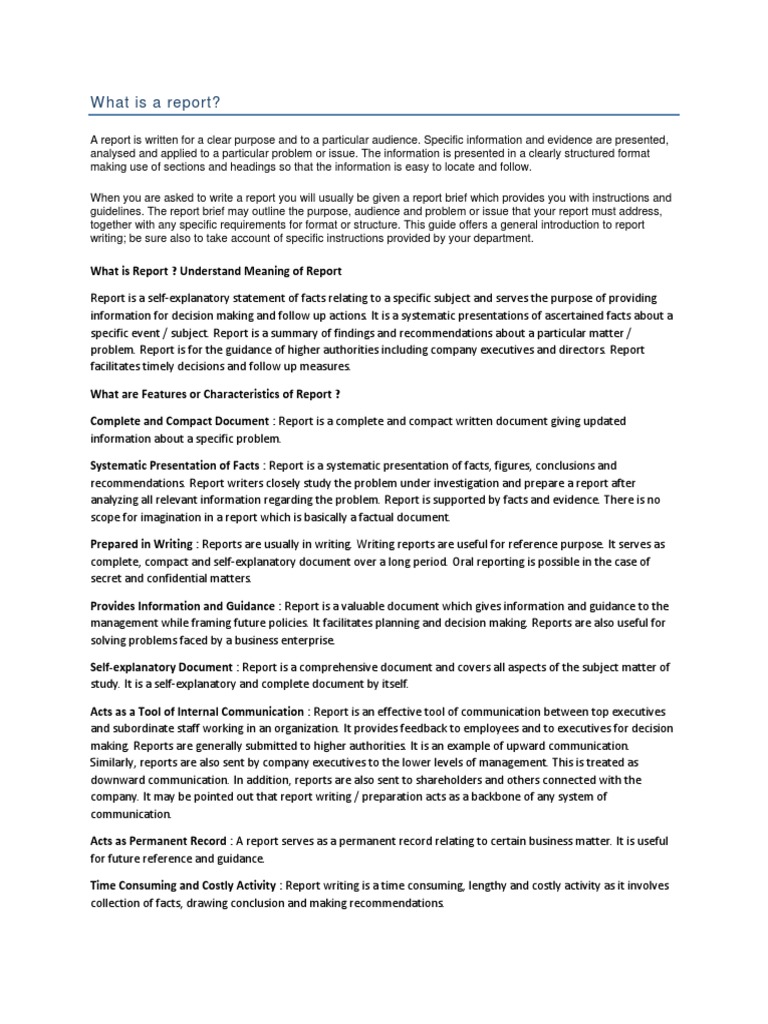 What Is A Report | PDF | Brief (Law) | Information