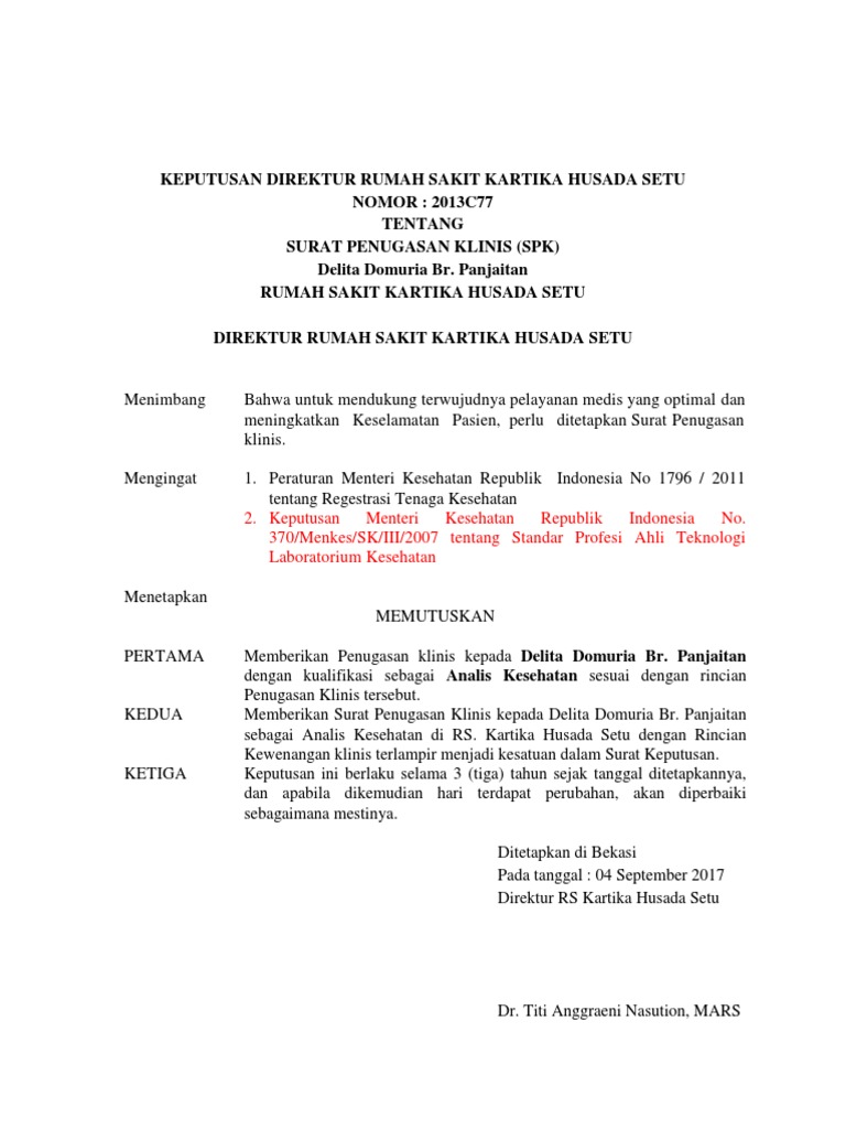 SK RKK & SPK Profesi Kesehatan Lainnya | PDF