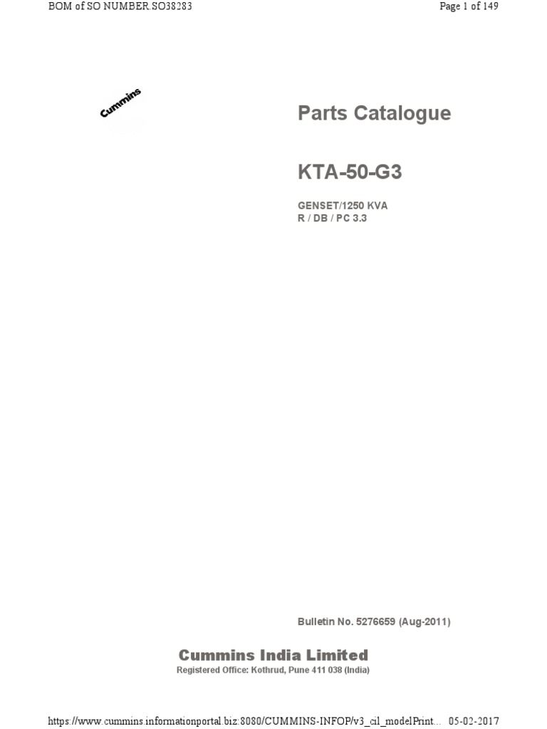 Cummins KTA50 Parts Catalog PDF | PDF | Screw | Cylinder (Engine)