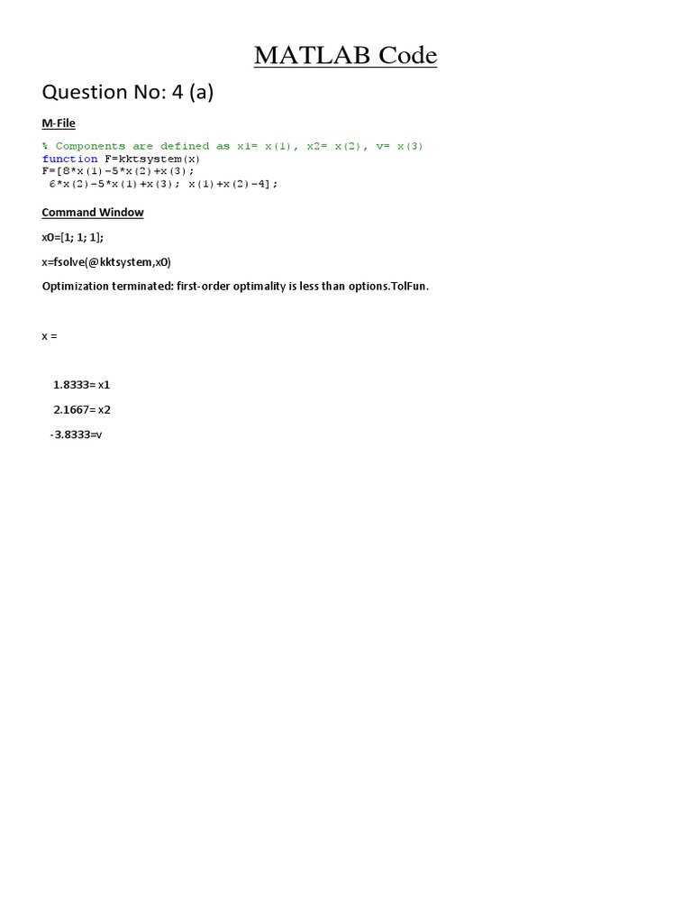 Matlab Code: Question No: 4 (A) | PDF | Systems Analysis | Mathematical ...