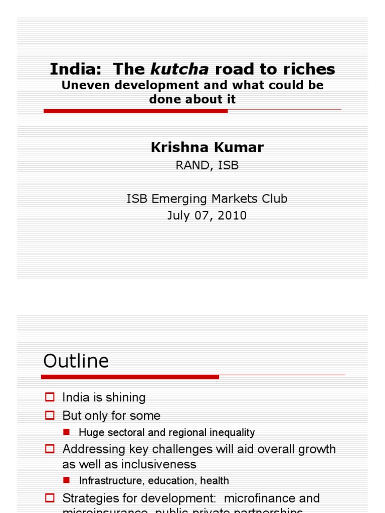 India: The Kutcha Road To Riches: Krishna Kumar | PDF | Economic ...