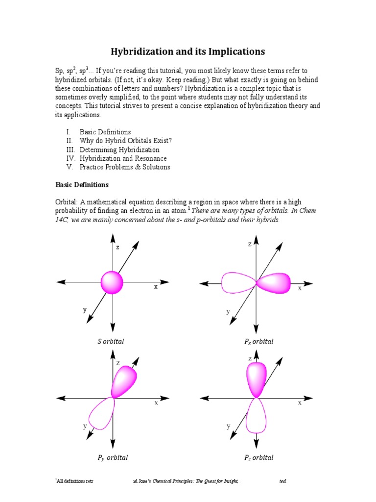 hybridization orbitals worksheet.pdf | Atomic Orbital | Chemical Bond
