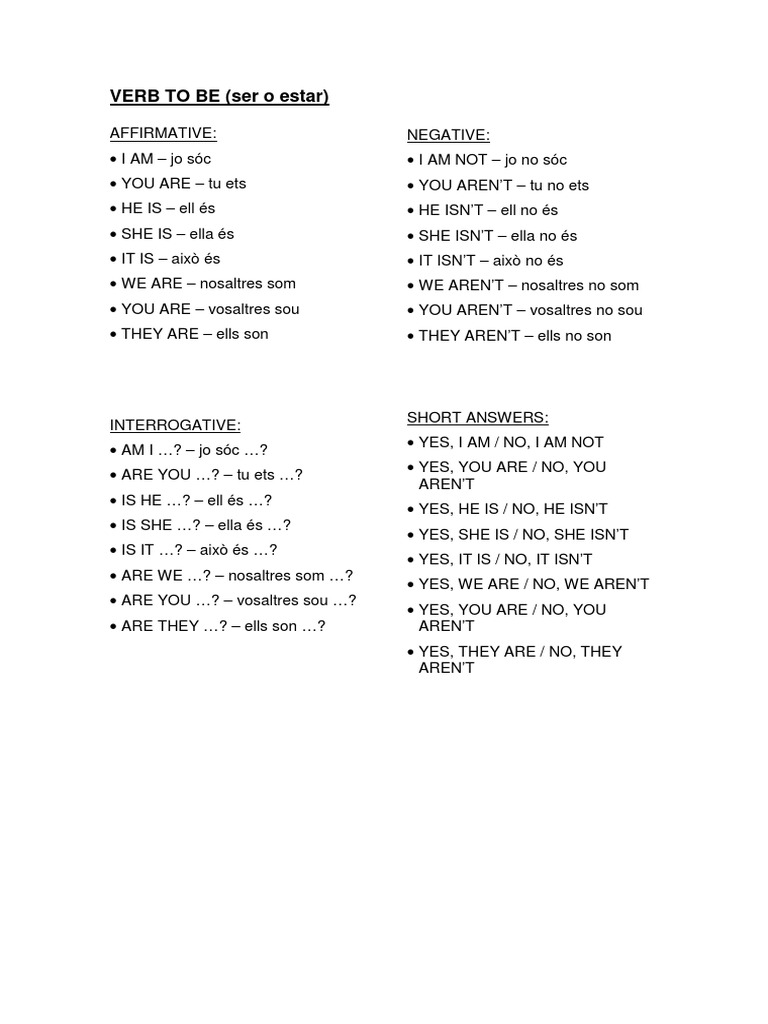 Verb To Be: Ser o Estar Guide | PDF