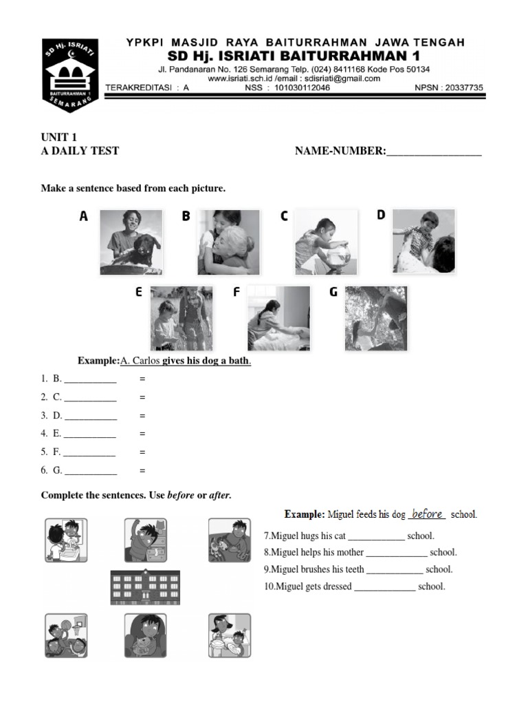 English Daily Test Unit 1 | PDF