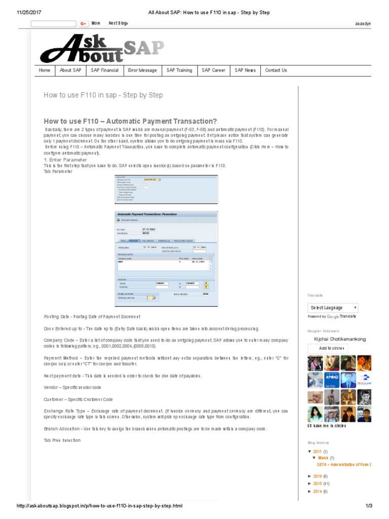 All About SAP - How To Use F110 in Sap - Step by Step | PDF | Payments ...
