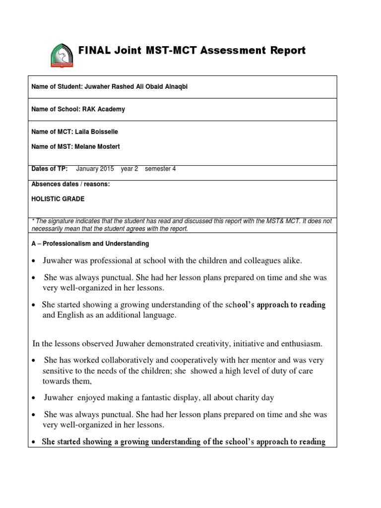 FINAL Joint MST-MCT Assessment Report | PDF | Classroom | Educational ...
