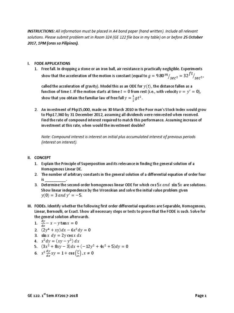 Problem Sets | PDF | Differential Equations | Ordinary Differential Equation