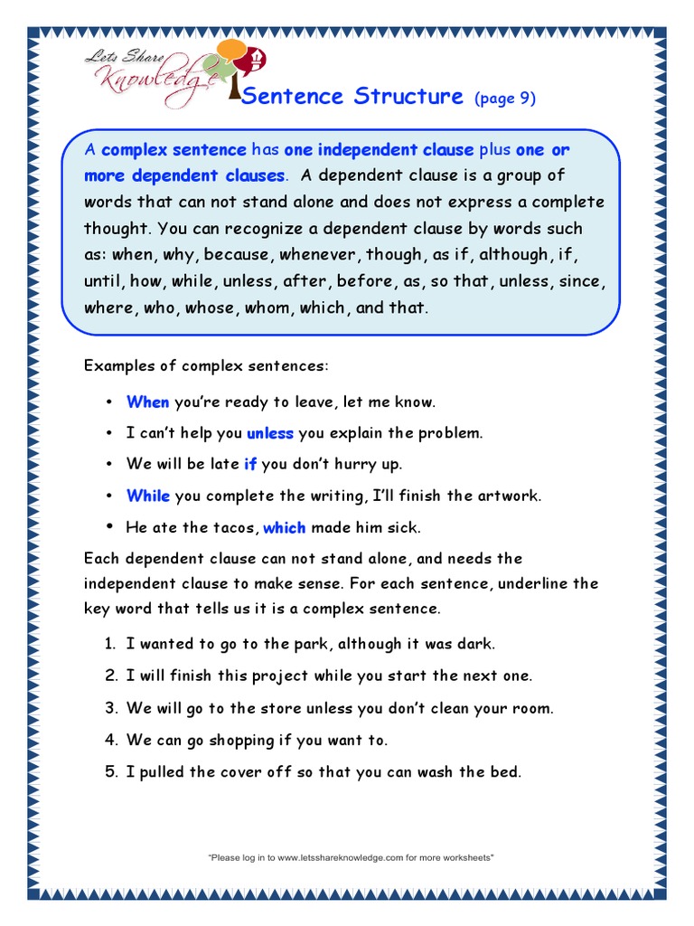 Grade 3 Grammar Worksheets Sentence Structure 09 | PDF