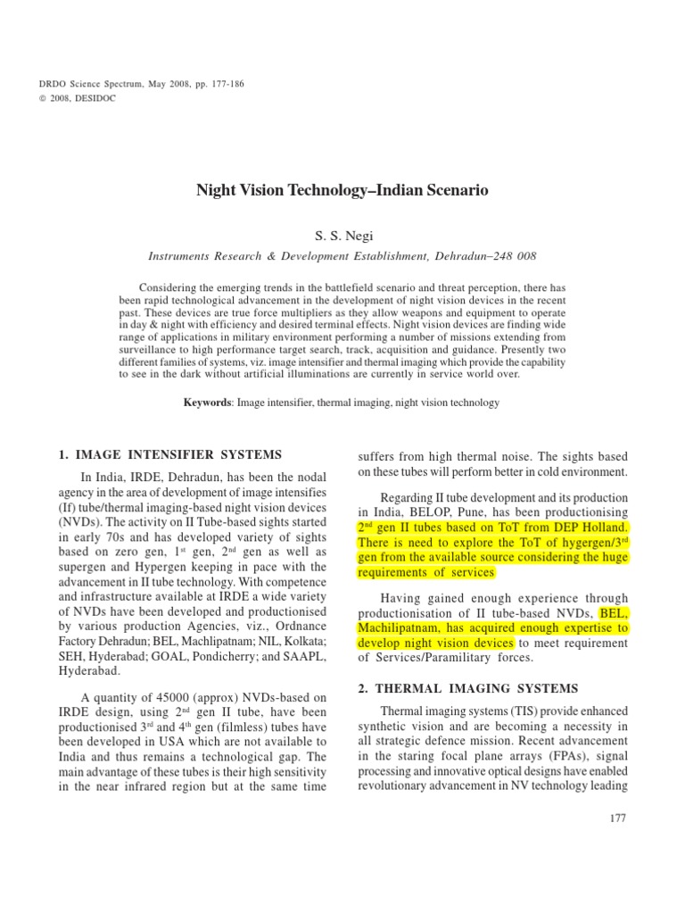 Advancements in Indian Night Vision Technology: A Focus on Image ...