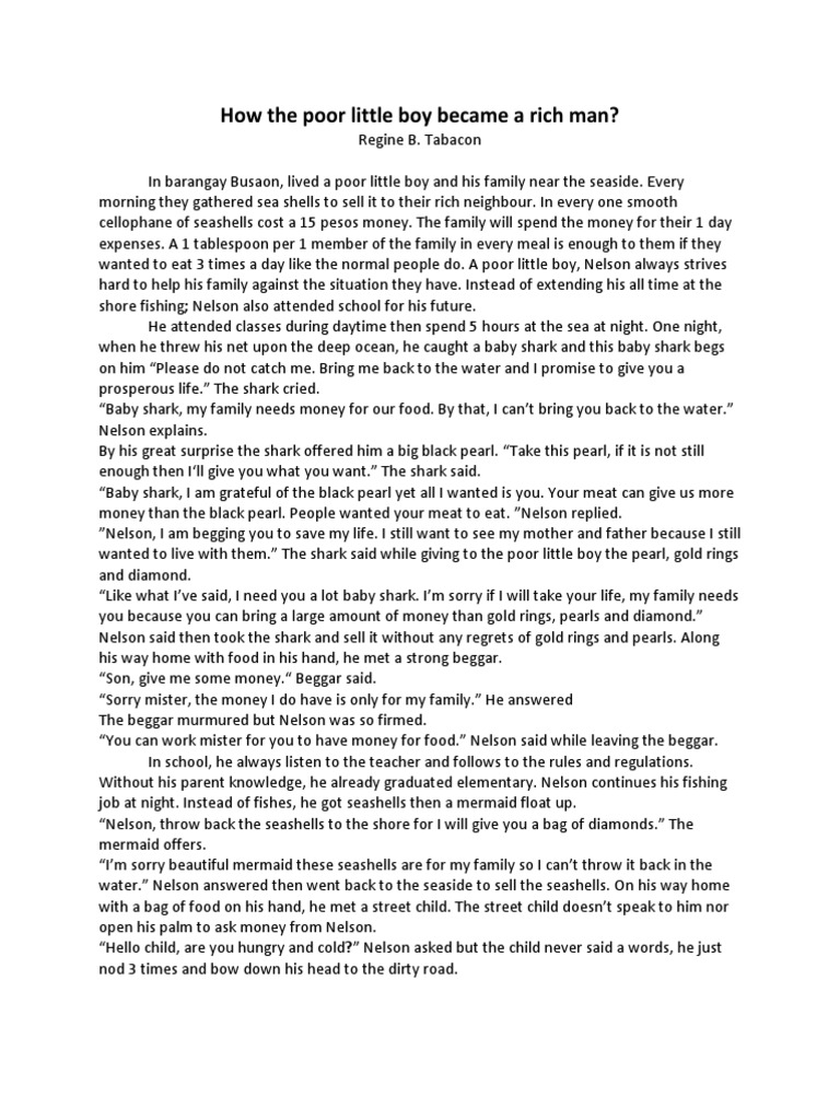 How The Poor Little Boy Became A Rich Man | PDF | Sharks