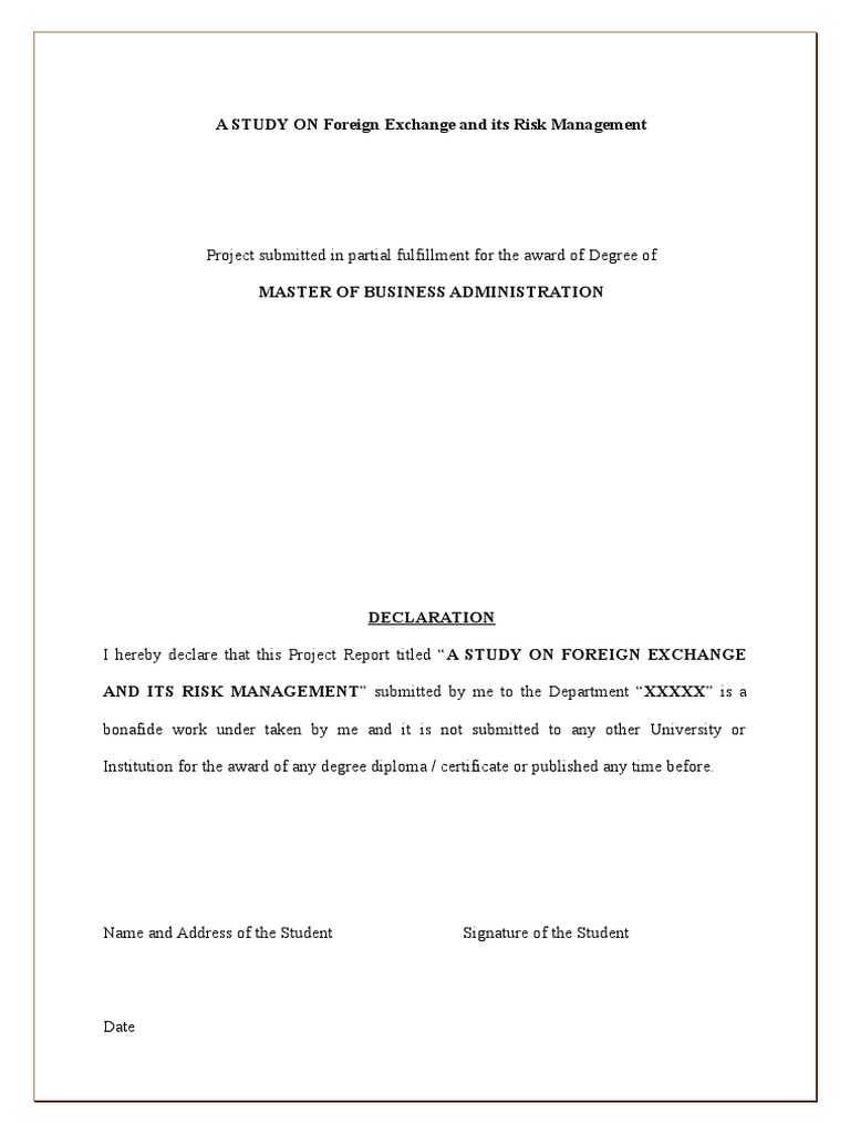 Foreign Exchange Risk Management Study | PDF | Foreign Exchange Market ...