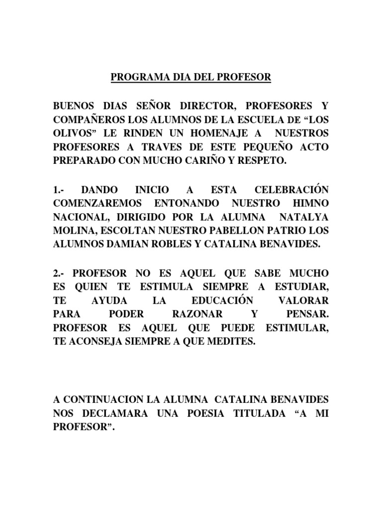 Programa Dia Del Profesor