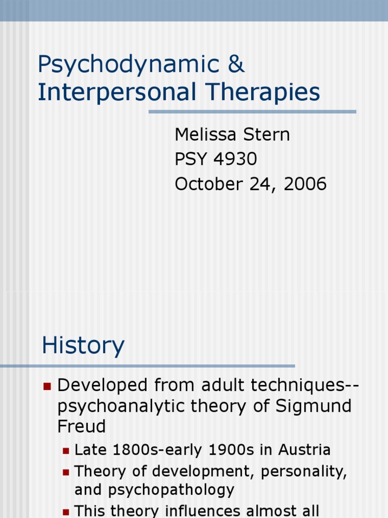 Psychodynamic and Interpersonal Therapies | PDF | Psychoanalysis ...