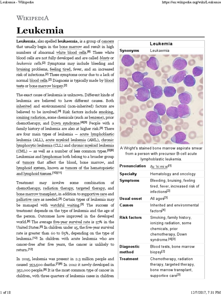 Leukemia Study | PDF | Leukemia | Chemotherapy