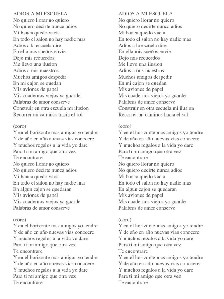 Adios a Mi Escuela Cancion de Despedida | Ocio | Entretenimiento (general) Adios a Mi Escuela Cancion de Despedida | Ocio | Entretenimiento (general)