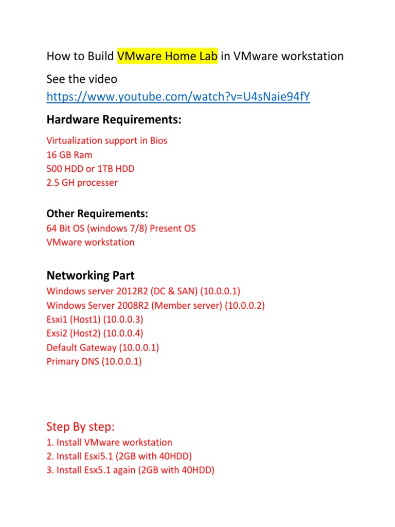 Building a VMware Home Lab Setup | PDF | Computers