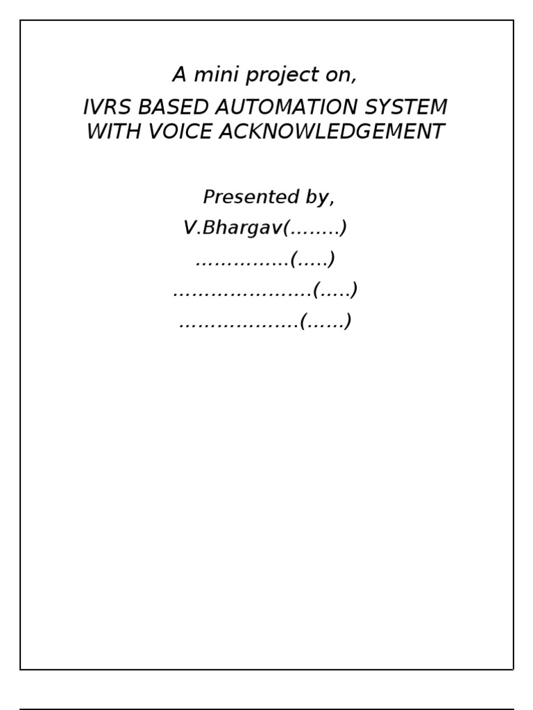 A Mini Project On, Ivrs Based Automation System With Voice Acknowledgement | PDF | Rectifier ...