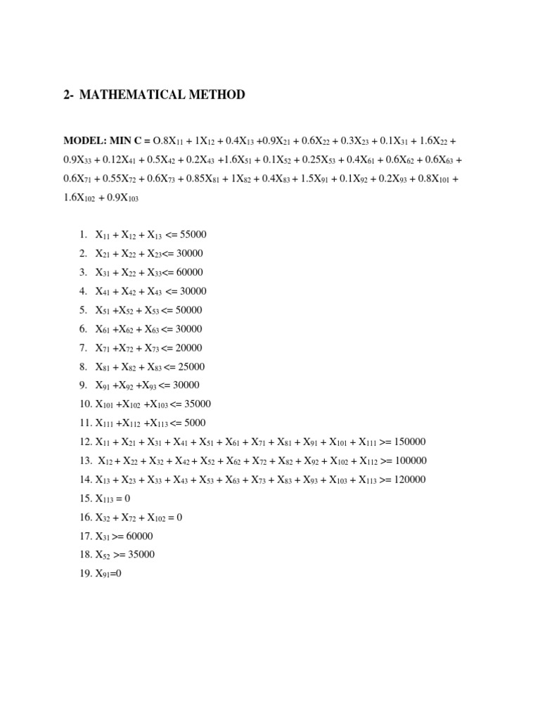 2-Mathematical Method: Model: Min C O.8X | PDF | Publicly Traded ...