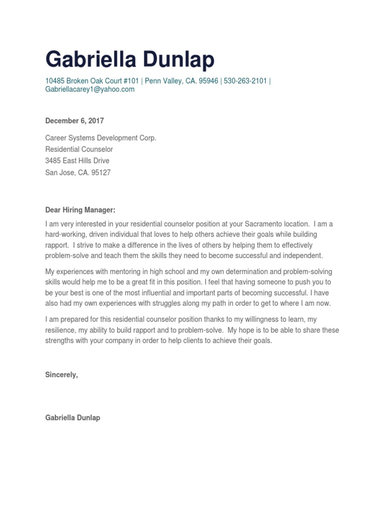 Cover Letter | PDF | Self-Improvement | Career & Growth