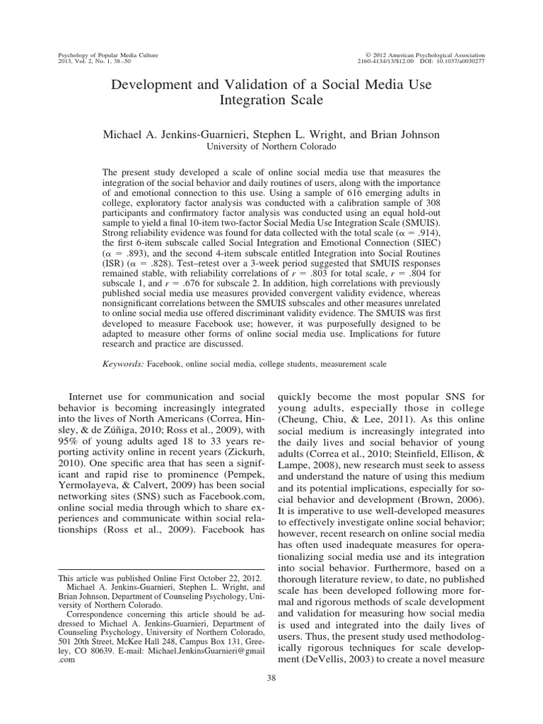 1 - Social Media Use Integration Scale PDF | PDF | Data Analysis ...